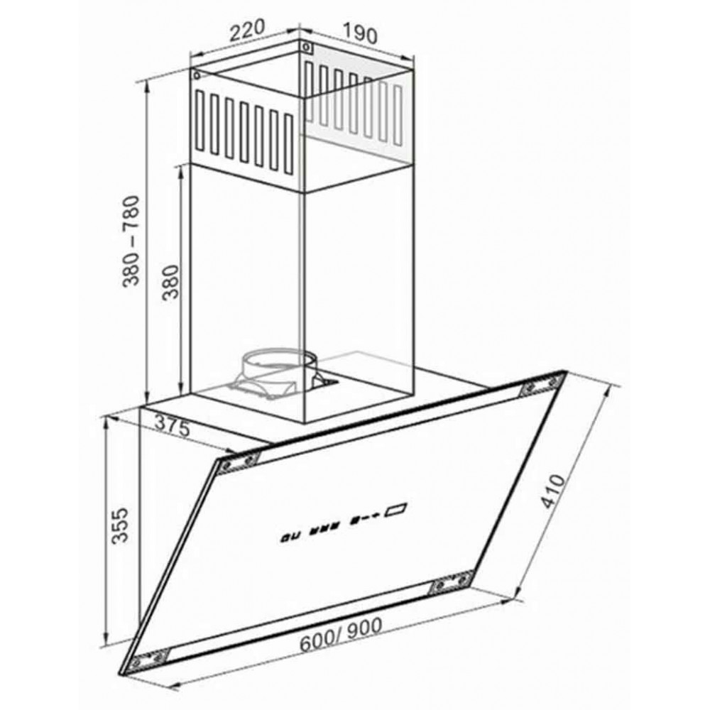 Kaiser AT 6445 AD Eco Kopffreihauben Dunstabzugshaube 60 cm Schwarzglas 1250 m³/h » IB-Elektroniks